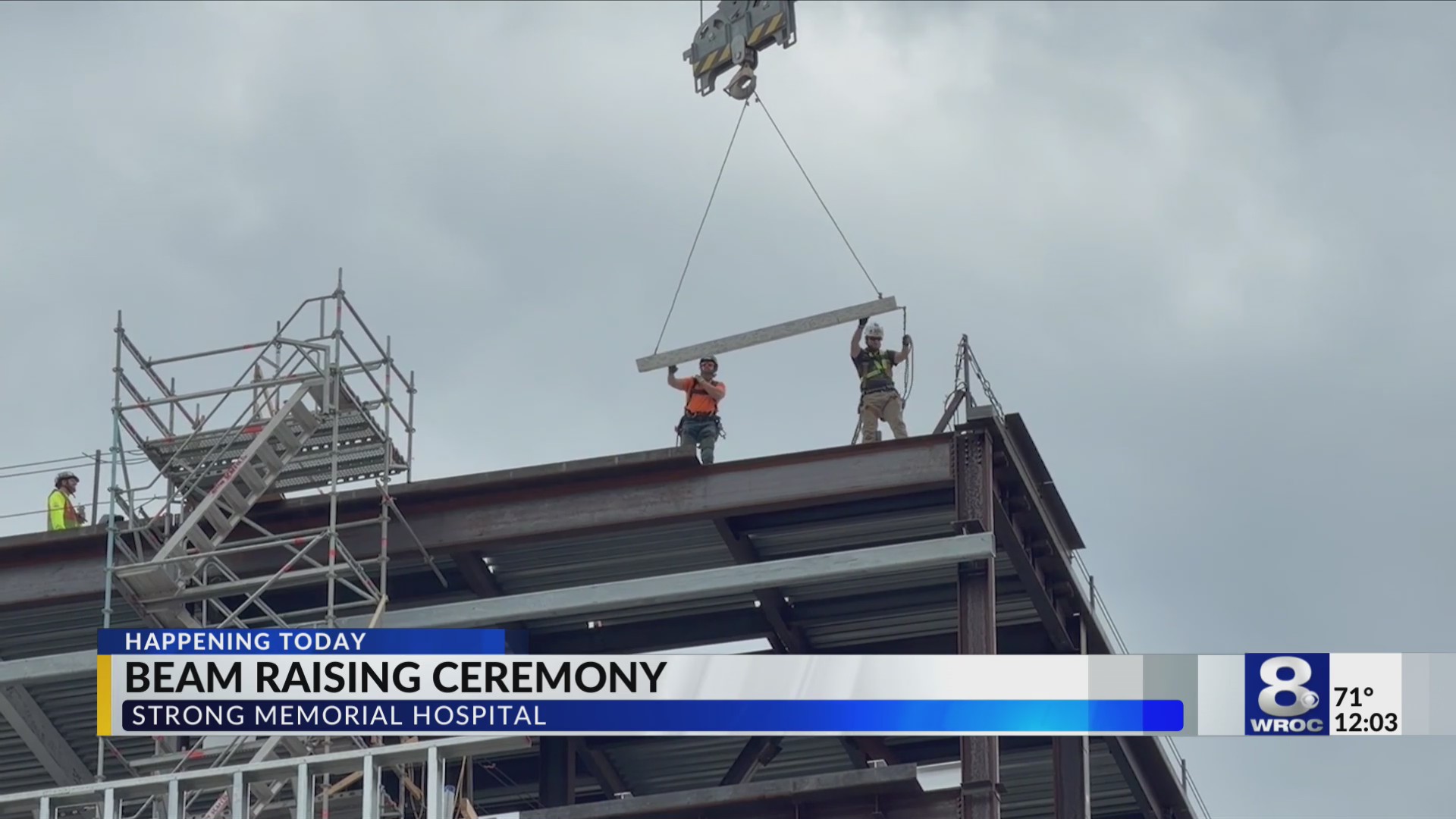 Strong Hospital beam raising ceremony