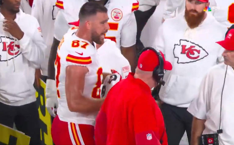 Travis Kelce gets into another heated exchange with coach Andy Reid ...