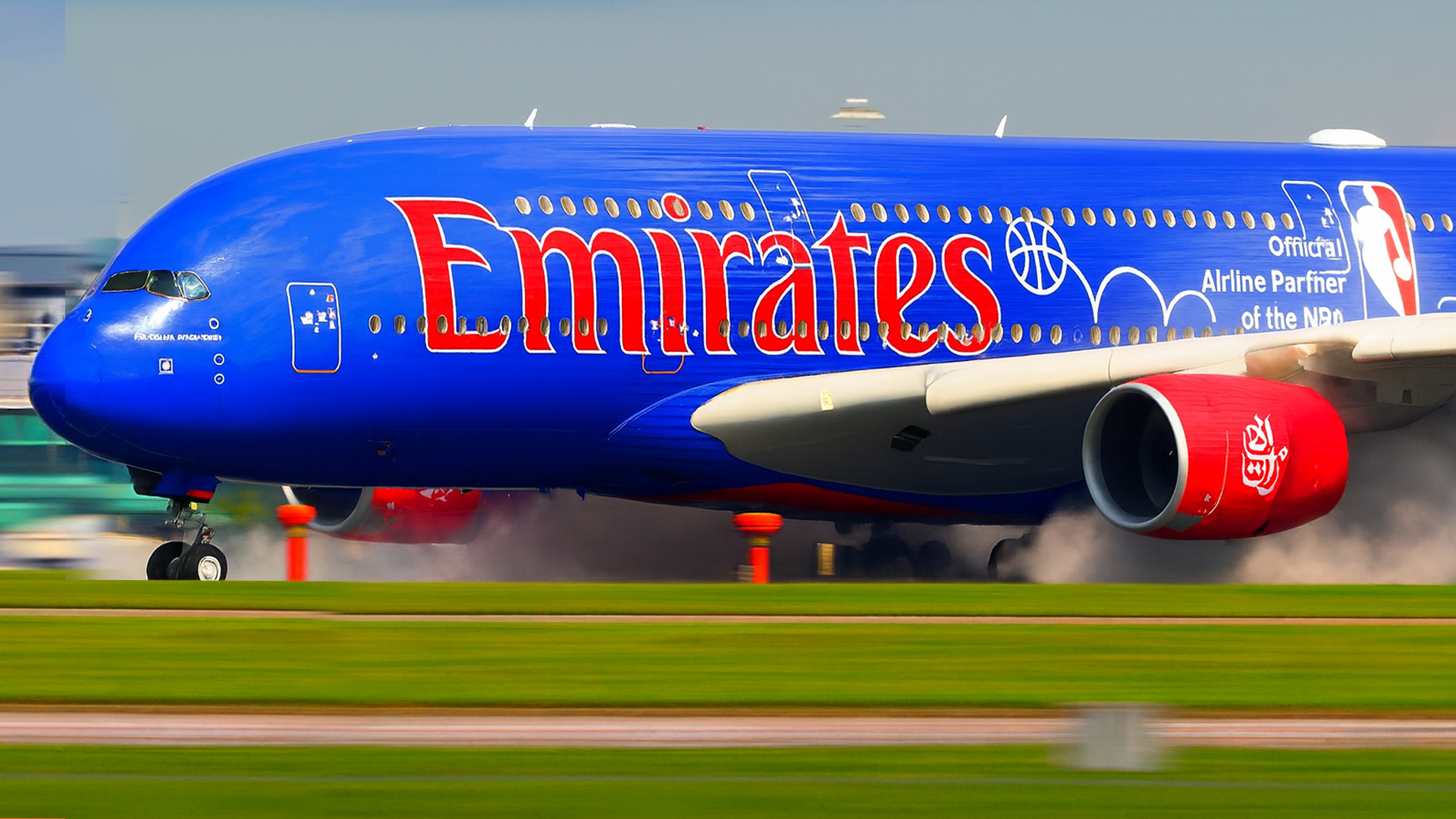 Emirates Airbus A380 in NBA Livery Captured in Action