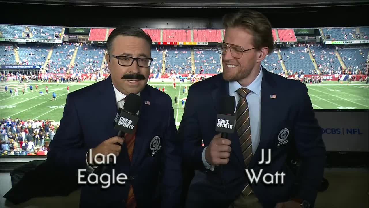 JJ Watt loses it after seeing Ian Eagle's 'lip sweater' on CBS