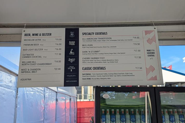 Ryder Cup 2025 food and drink prices as fans learn cost of beer at Bethpage