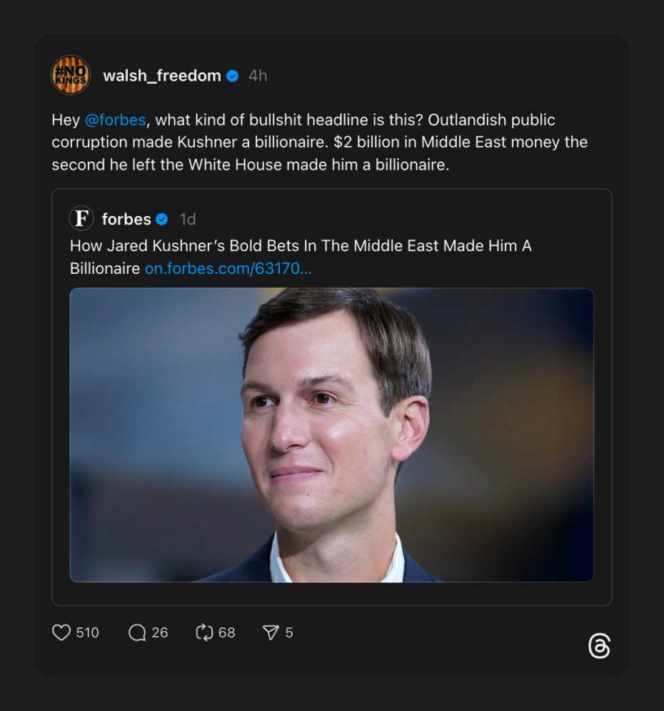 Jared Kushner didn't need "bold bets" just billions from the Saudis