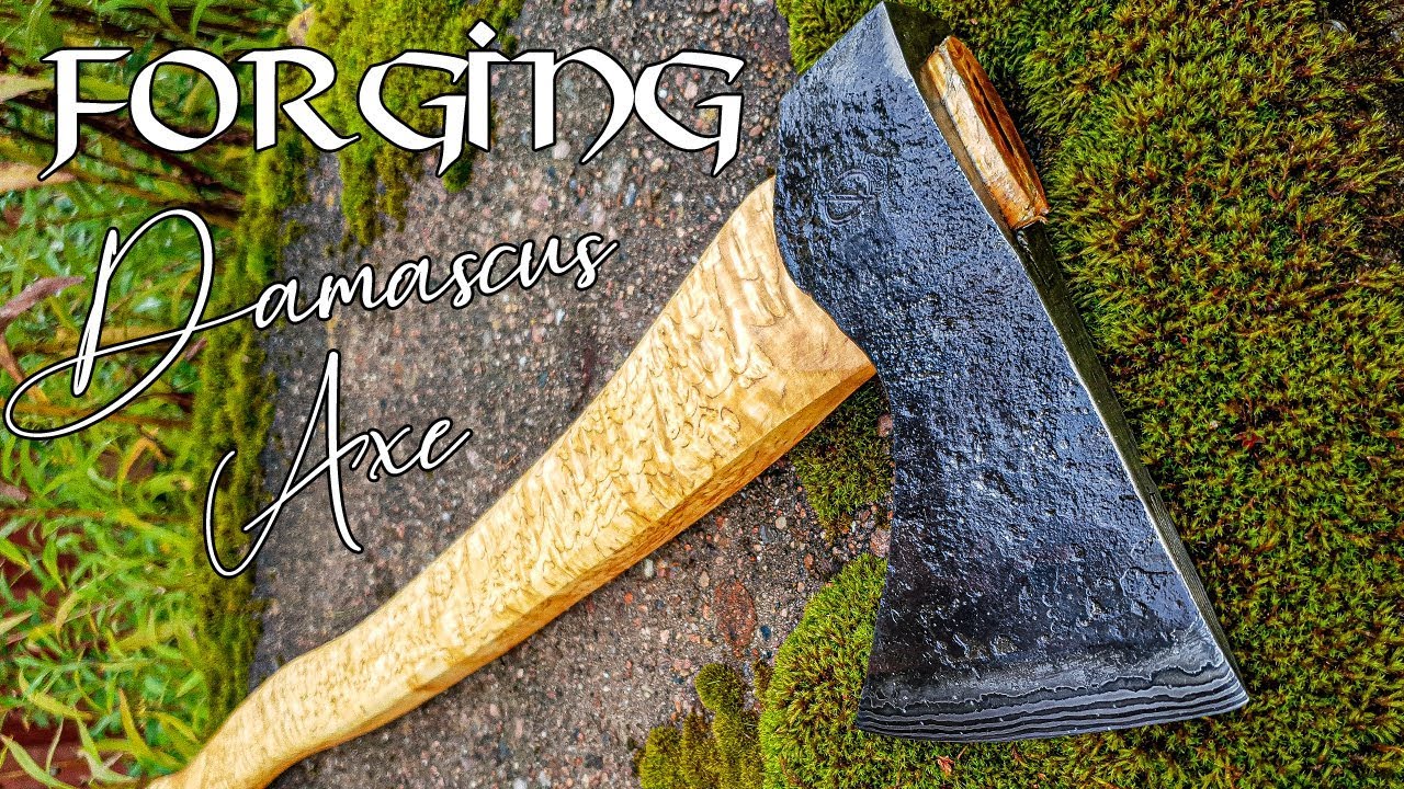 I forged my first damascus axe 🔥