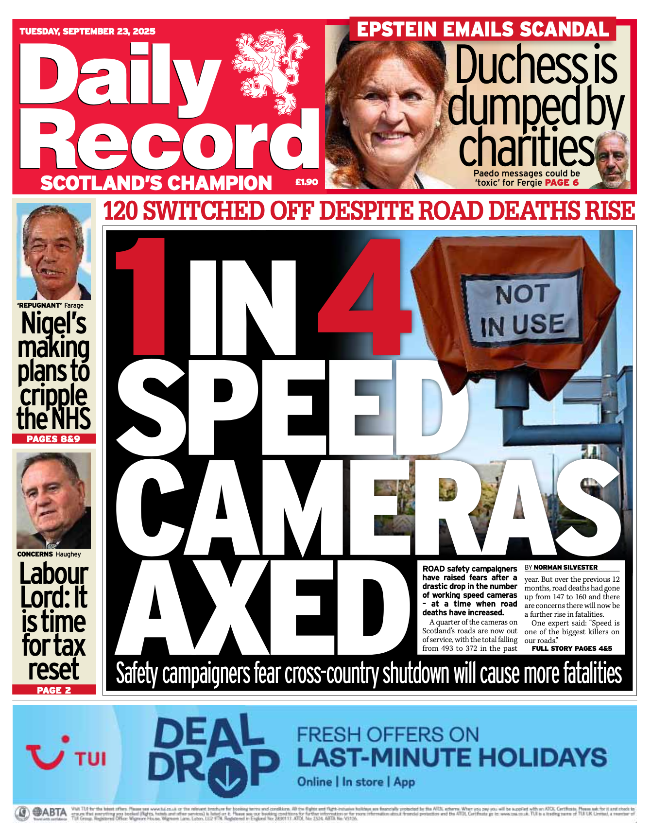 Scotland's papers: A&E crisis and Farage's migrant benefits plan