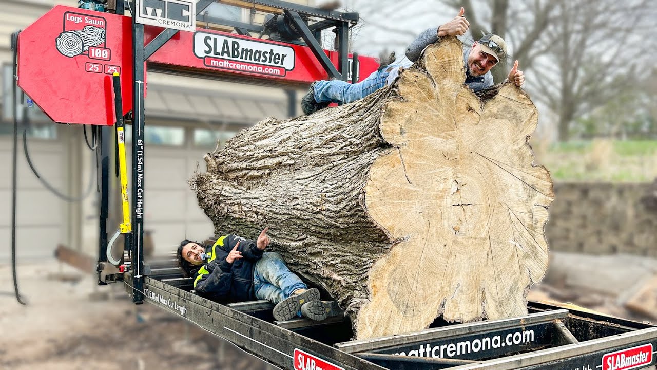 Sawing 600lb single slab elm table tops with Matt Ruben