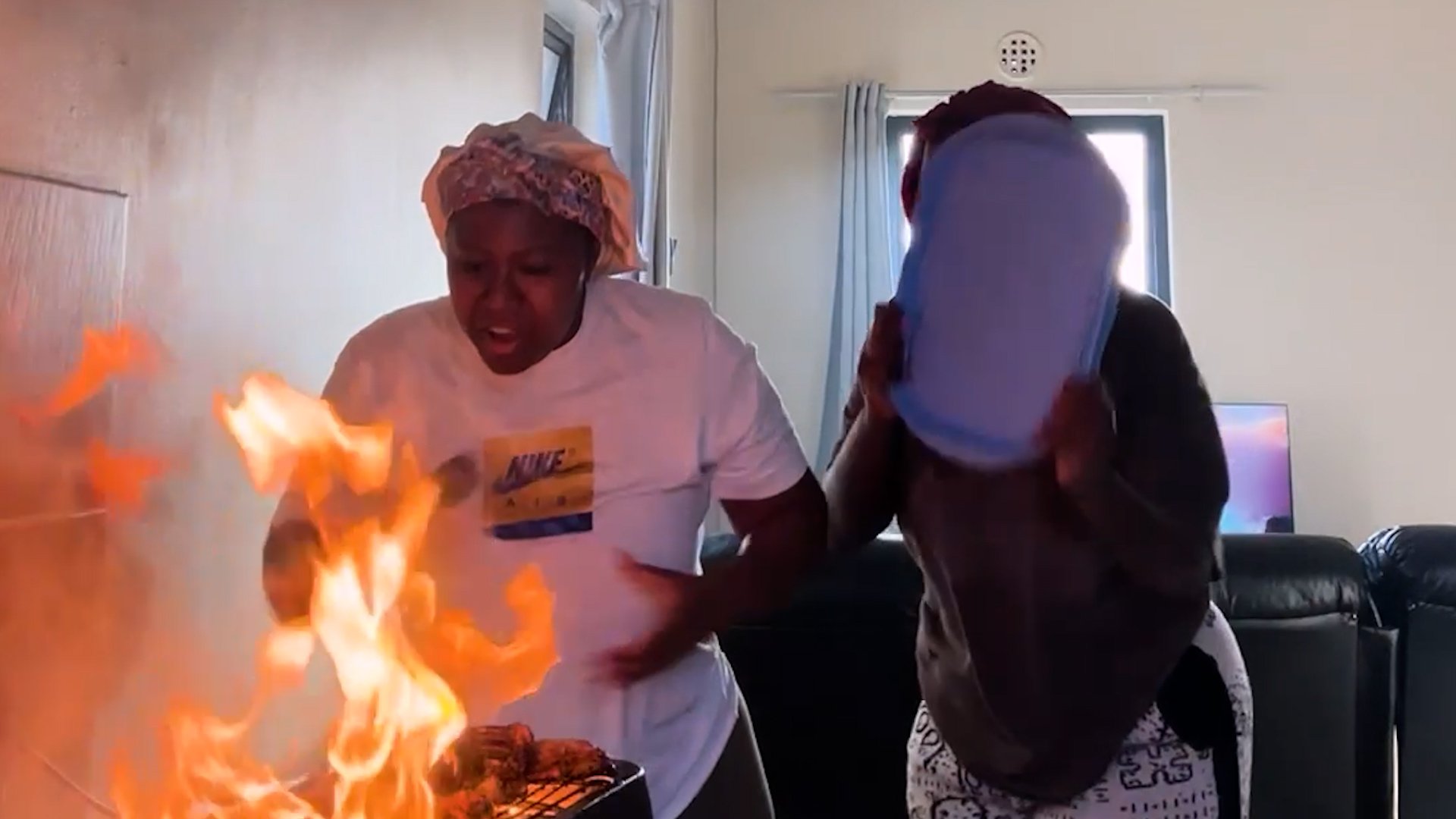 Dinner turns into disaster as indoor grill erupts in flames