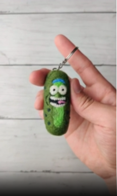 Pickle Rick Keychain – Needlefelt Masterpiece