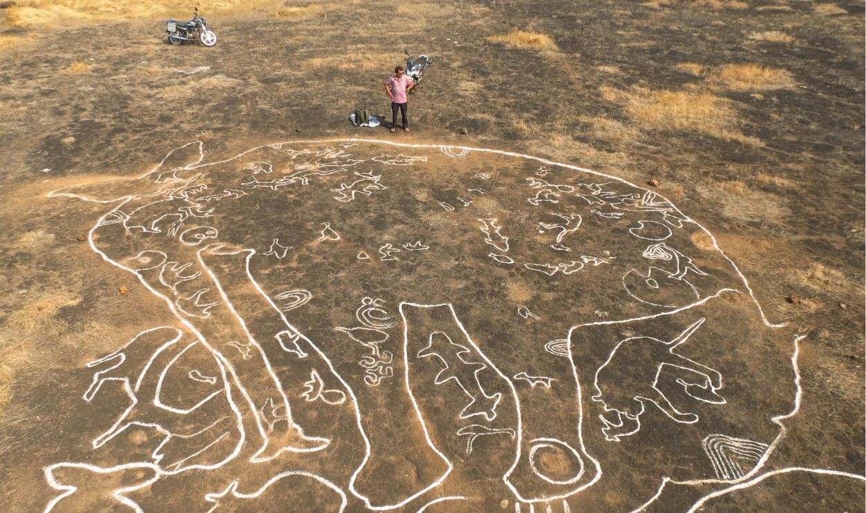 In 2018, farmers in India discovered enormous stone animal petroglyphs ...