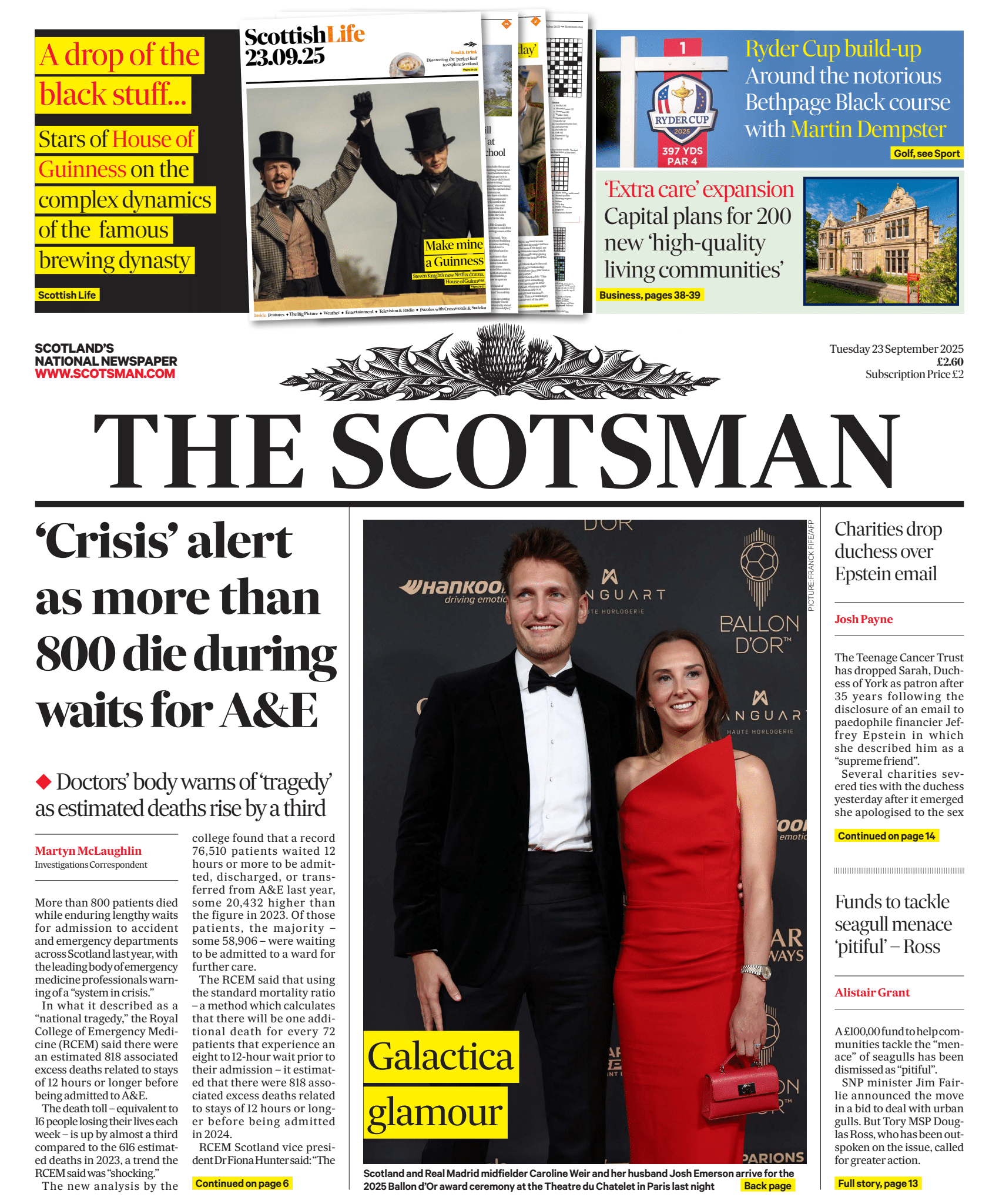 Scotland's papers: A&E crisis and Farage's migrant benefits plan