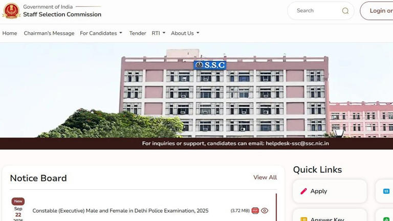 SSC Recruitment 2025: Applications Opens For 509 Delhi Police Head ...