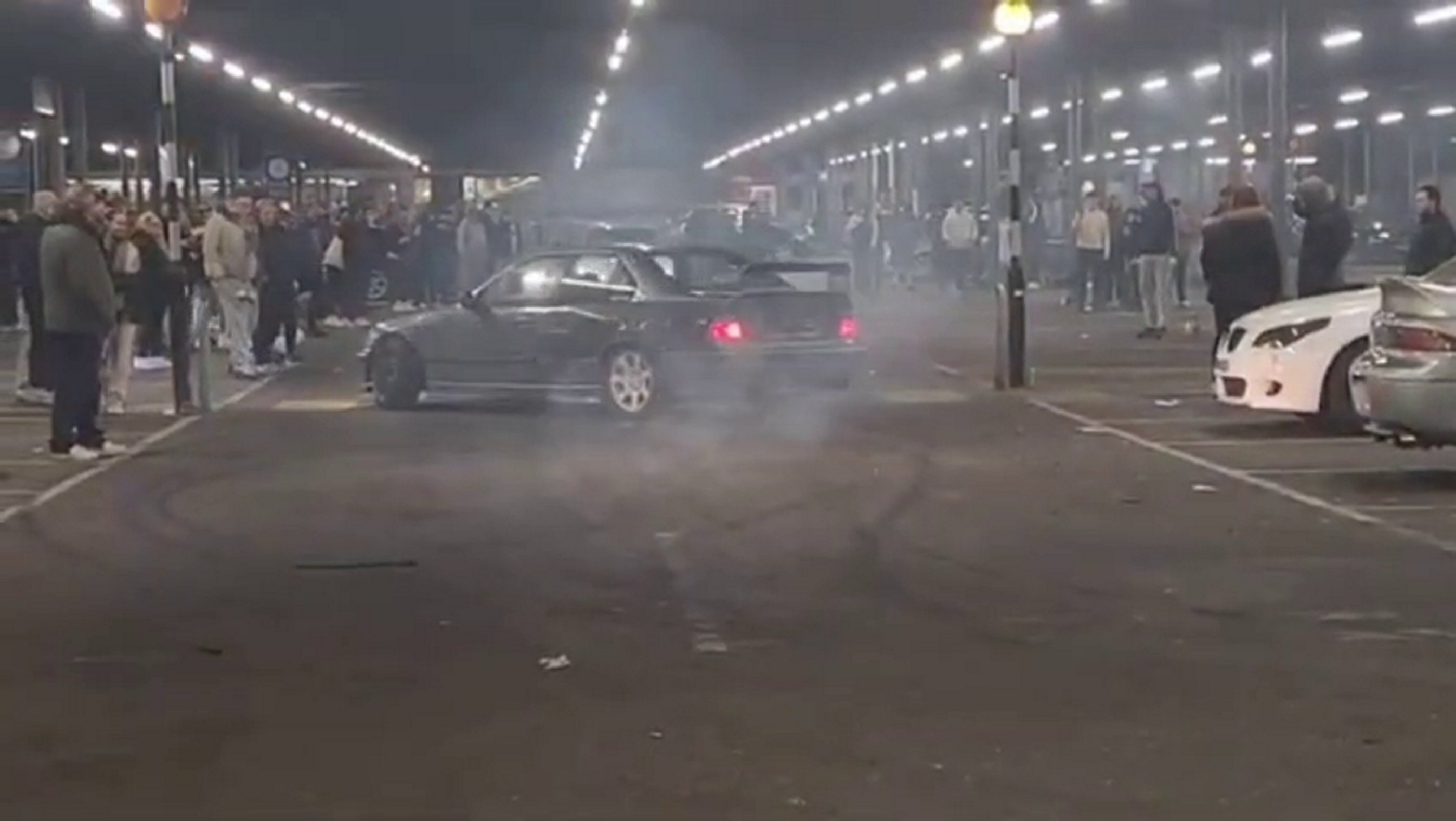 Boy racers using supermarket car park to do doughnuts every night