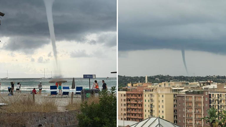 Cagliari, impressionante tromba marina nel Golfo degli Angeli