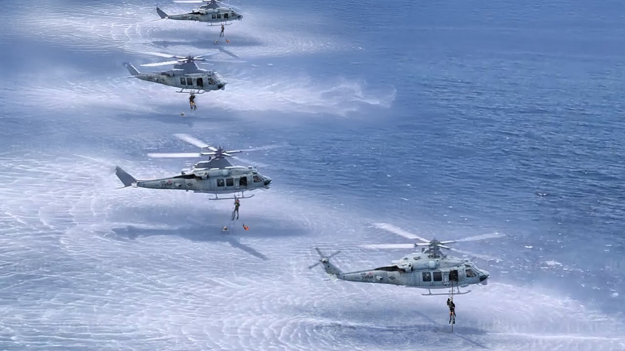 US helicopters deploy special forces into the ocean