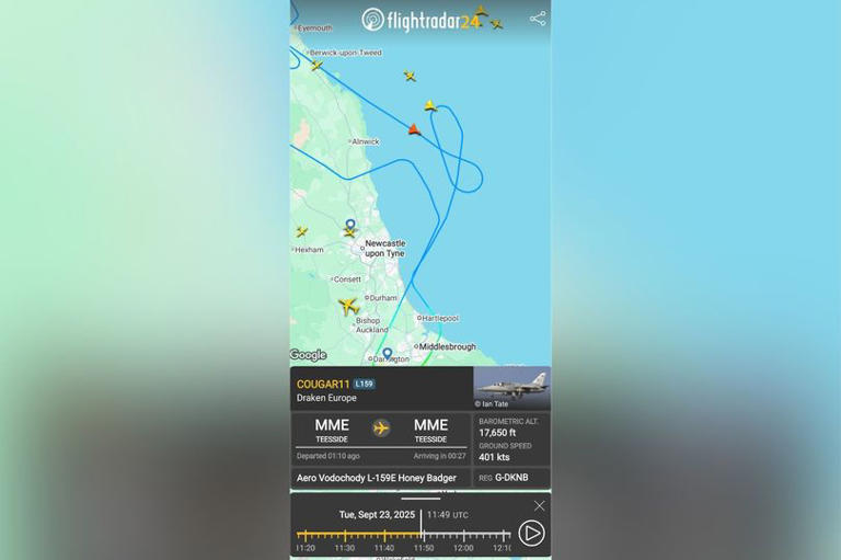 The reason RAF fighter jets flew over the North East coast today