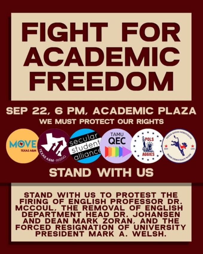 Texas A&M students hold protest in defense of academic freedom