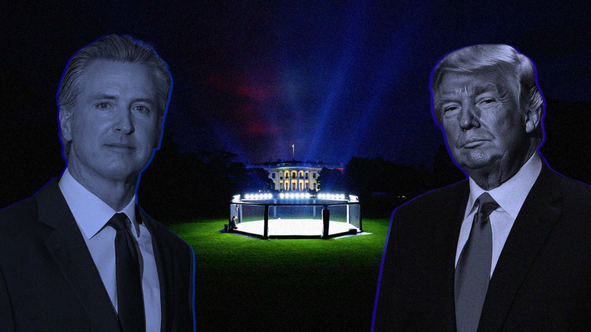 Newsom Supporters Mock Trump’s Proposed White House UFC Cage Match