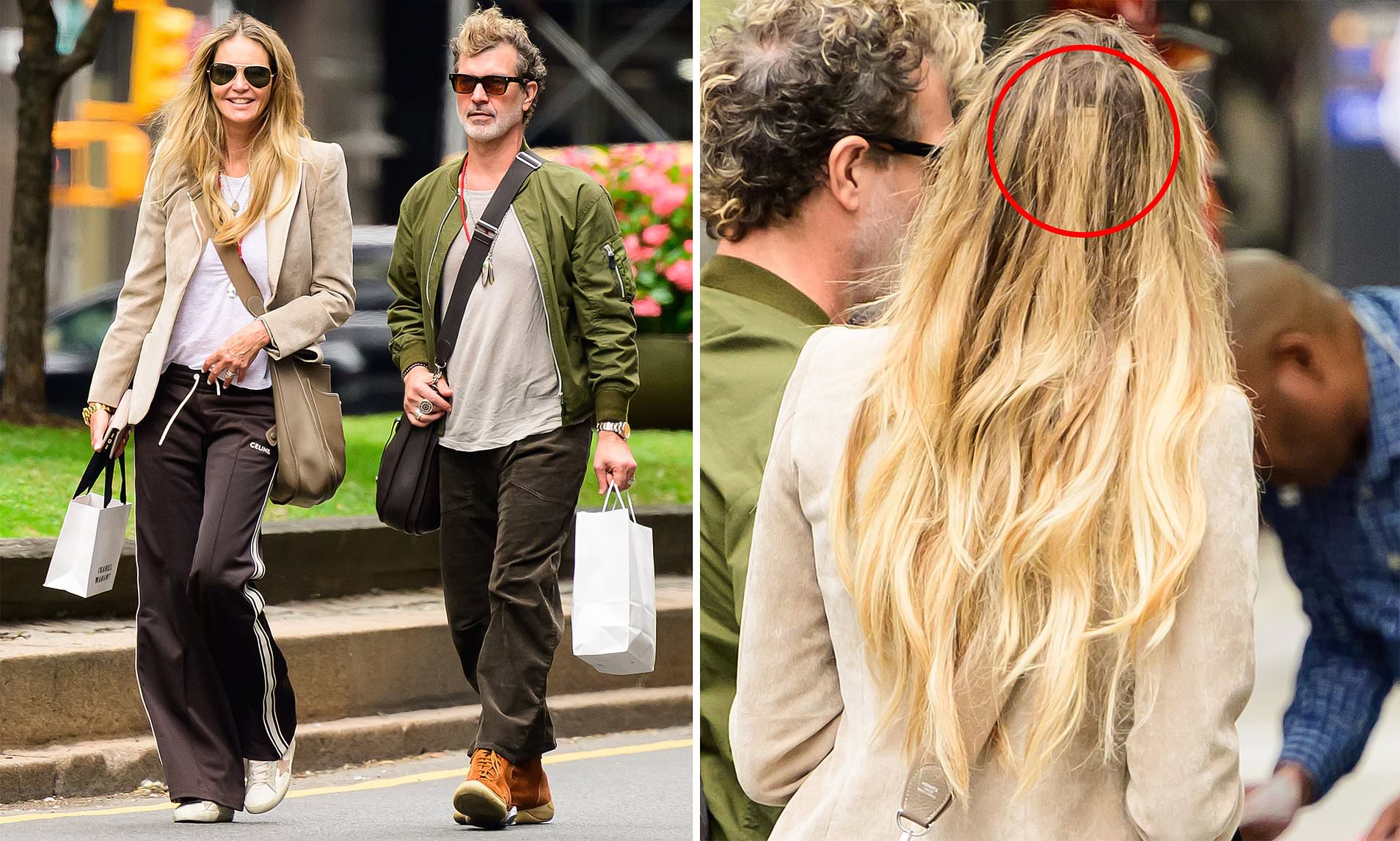Elle Macpherson's hair extensions are exposed as she heads out with her ...