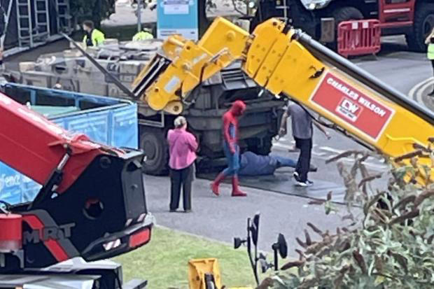 PHOTOS: Suited up Spider-Man seen outside Fanum House as filming takes ...