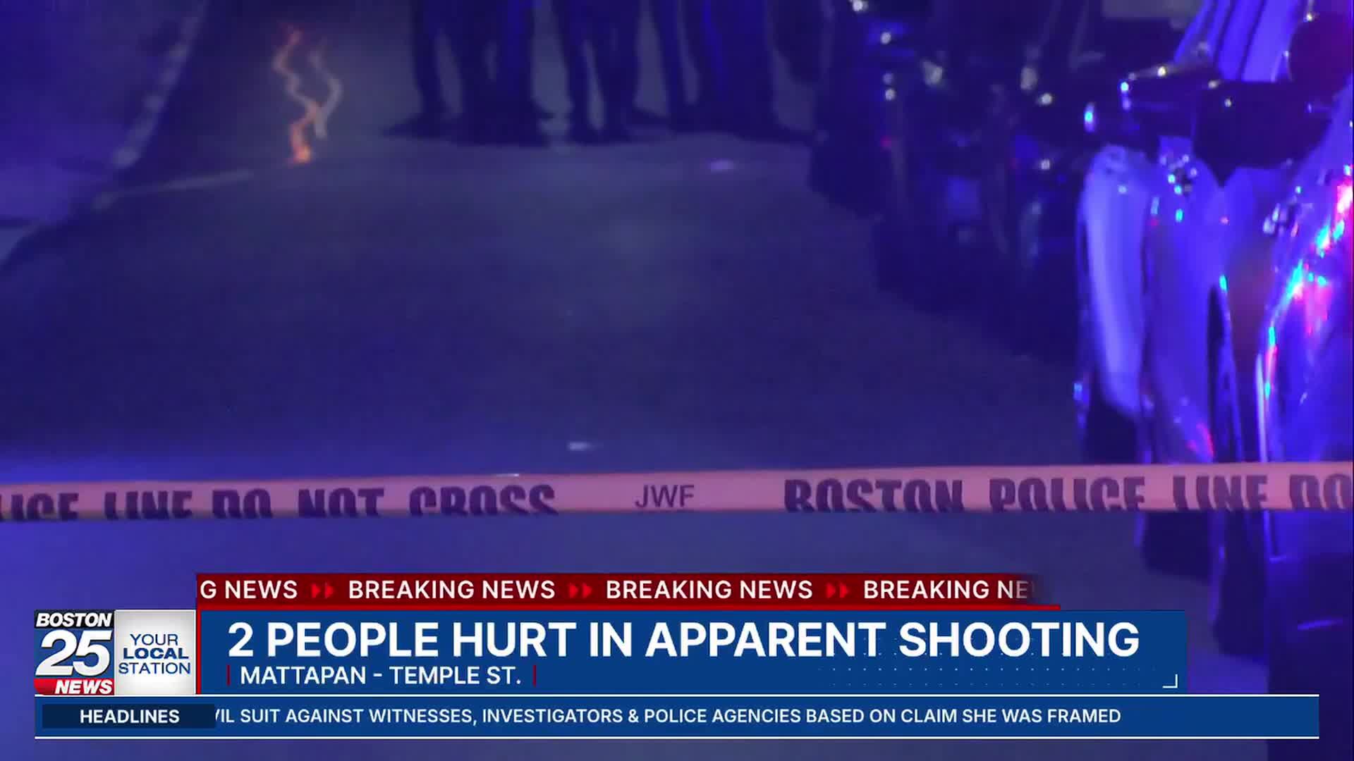 Two people hurt after an apparent double shooting in Mattapan