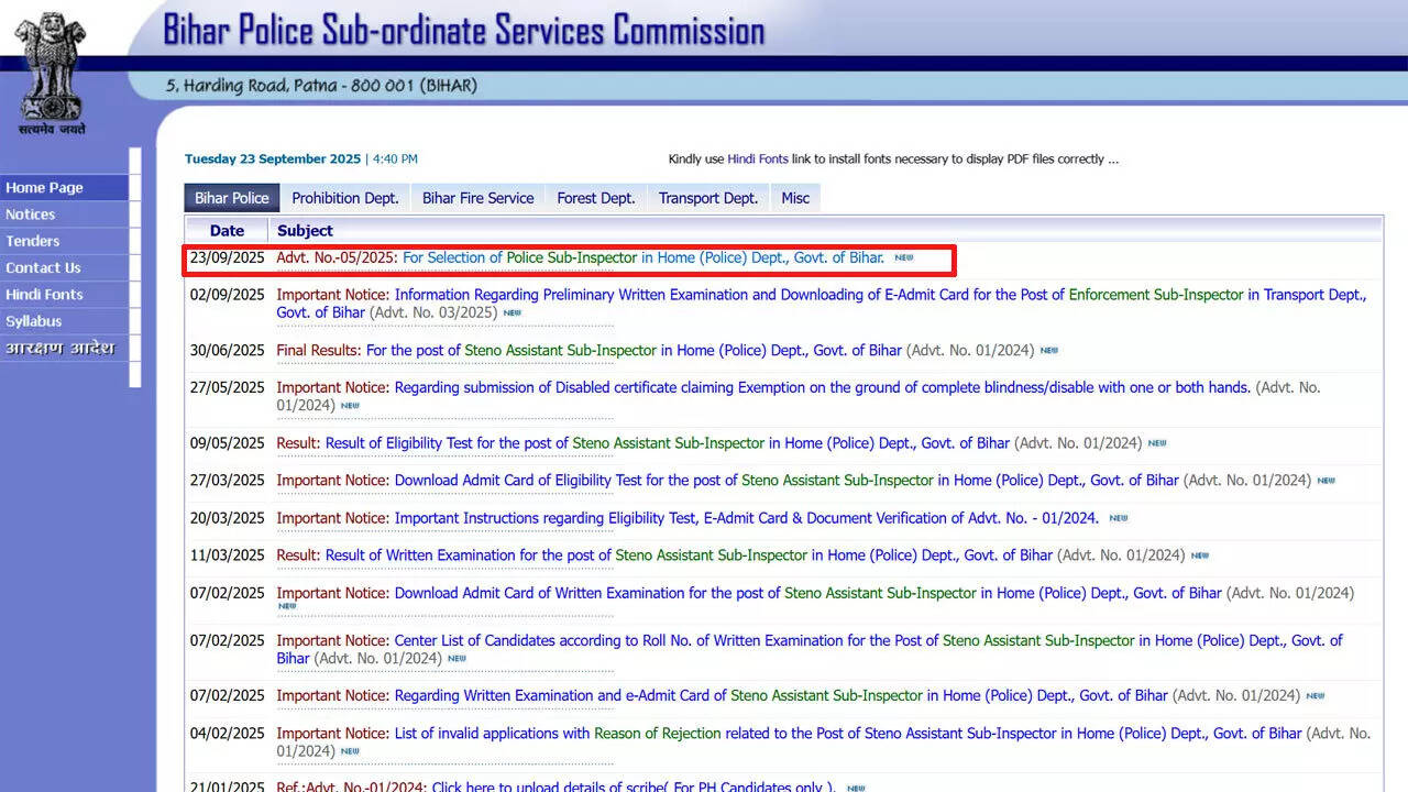 Bihar Police SI recruitment 2025: notification for 1799 posts ...