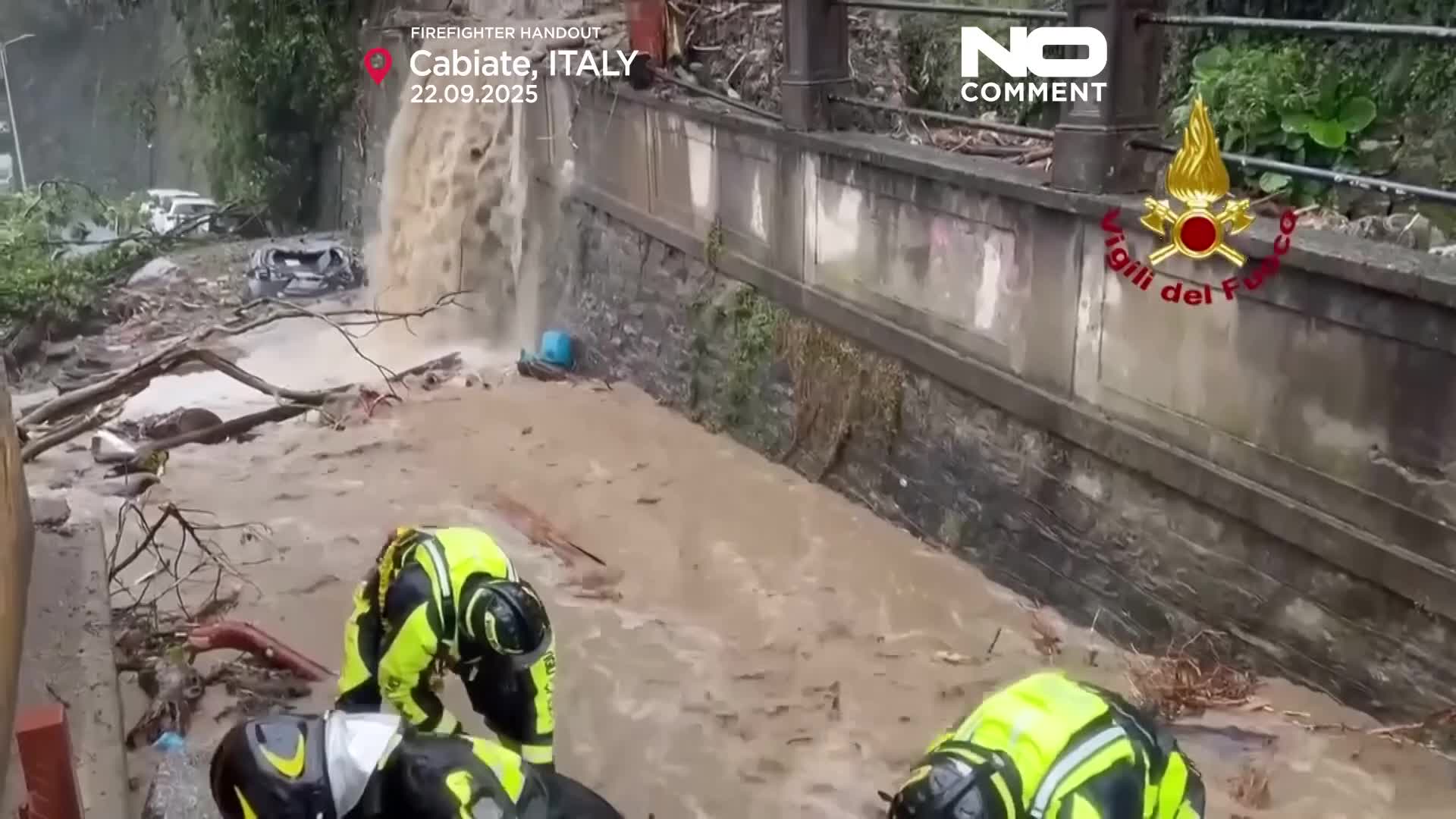 Torrential rain triggers flooding and mudslides in northern Italy