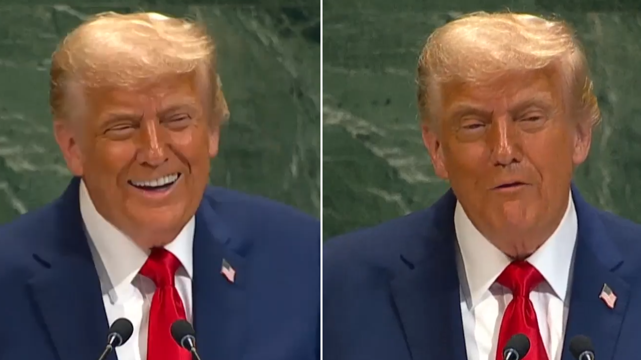 Moment Donald Trump threatens teleprompter operator in chaotic UN ...