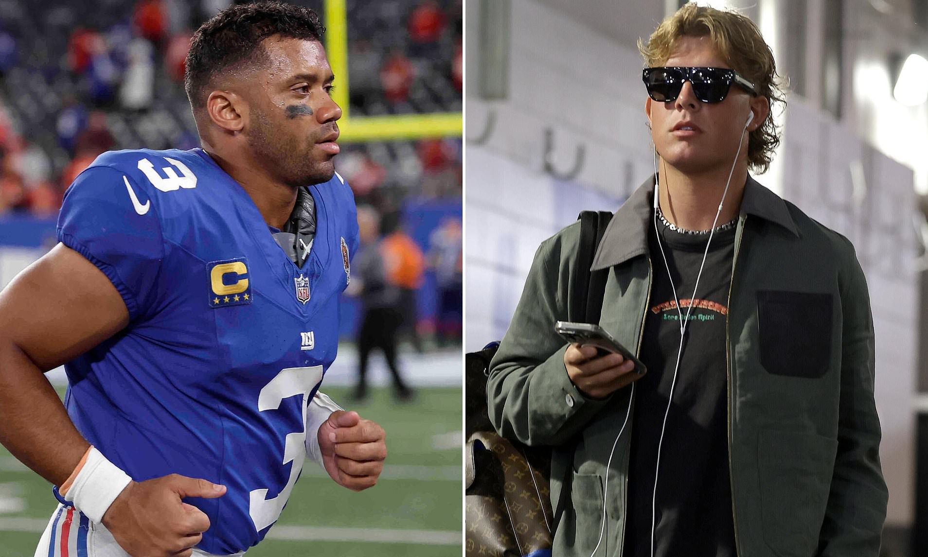 Russell Wilson is BENCHED by the Giants with rookie Jaxson Dart to ...