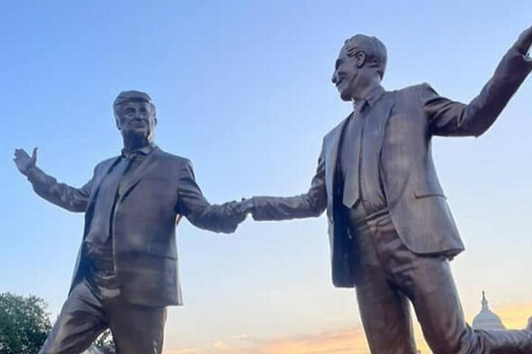 Trump reacts furiously to giant statue of him holding hands with Epstein outside White House