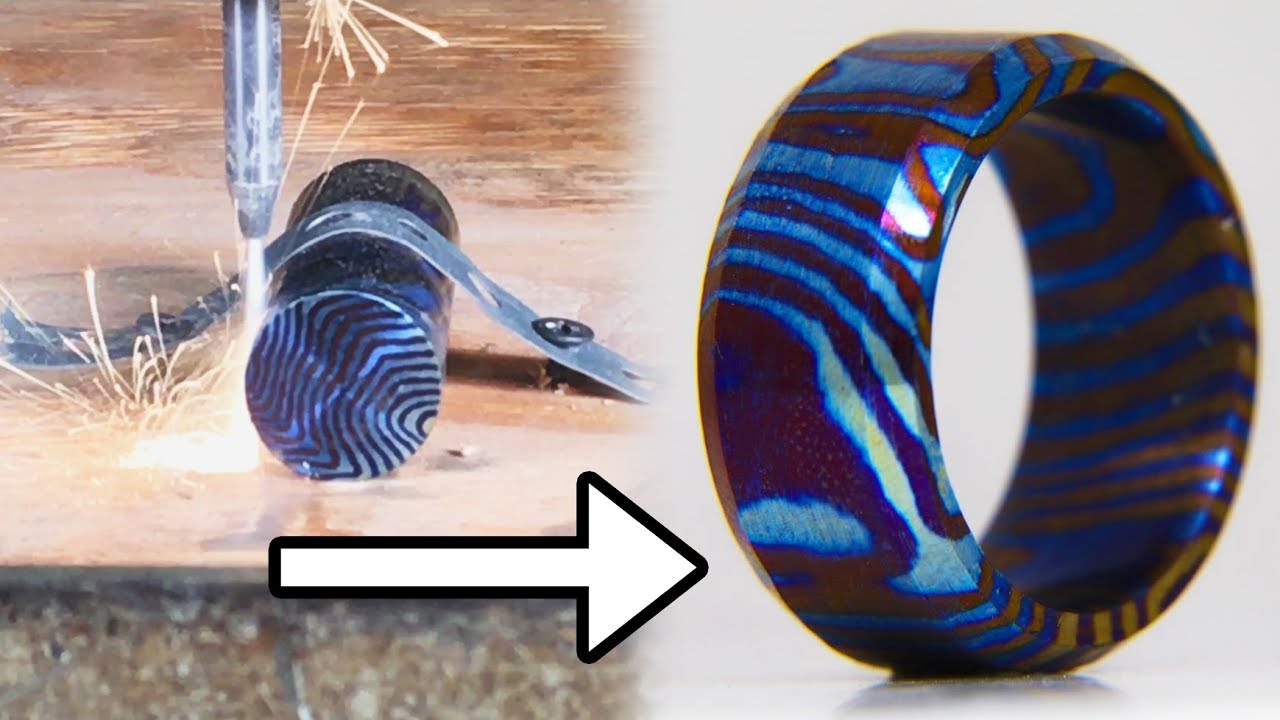 Making timascus ring with a 60,000 PSI waterjet cutter