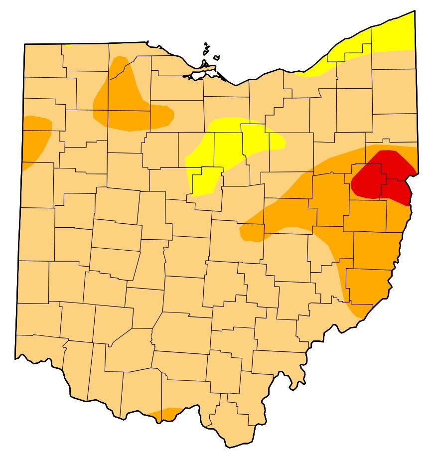 Drought conditions might ease with rain this week across North Central Ohio
