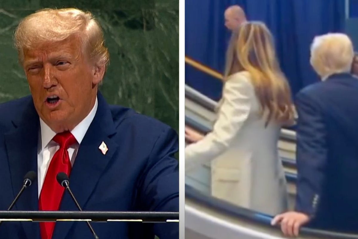 Donald and Melania Trump get stuck on broken escalator at UN prompting ...