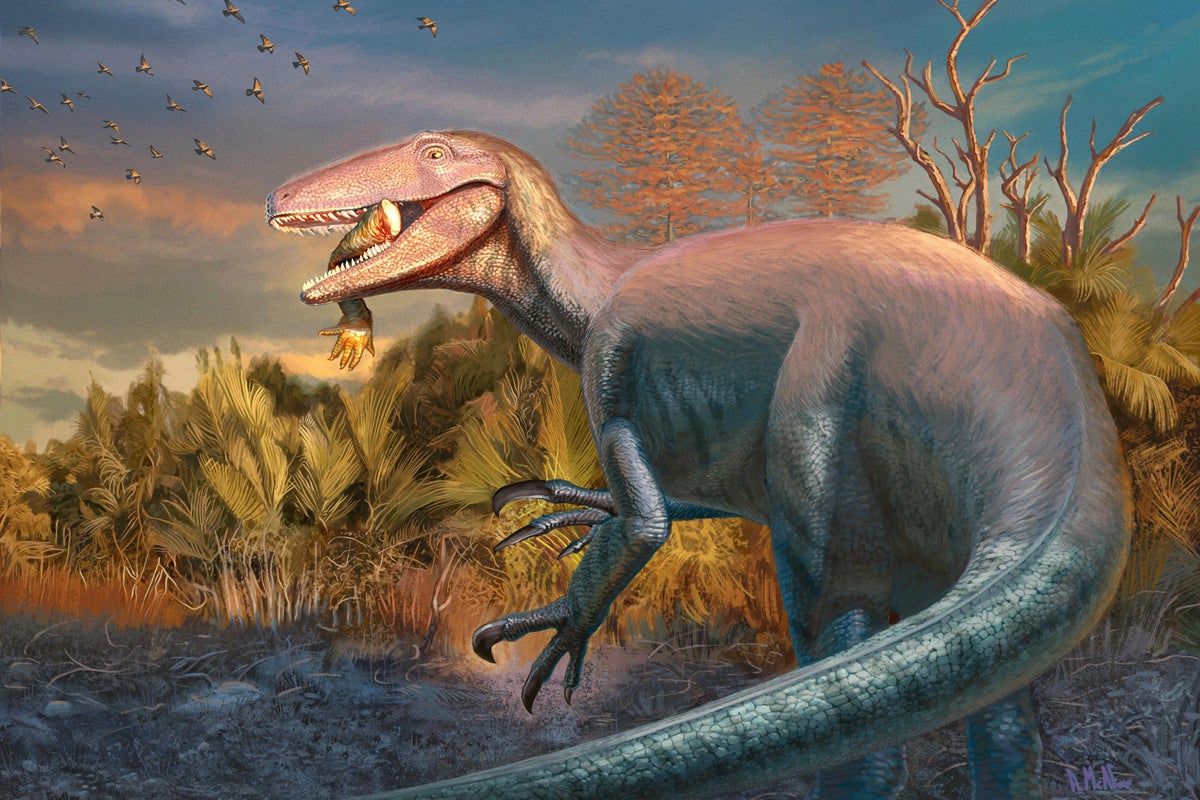 Scientists discover a new dinosaur with a crocodile bone in its mouth