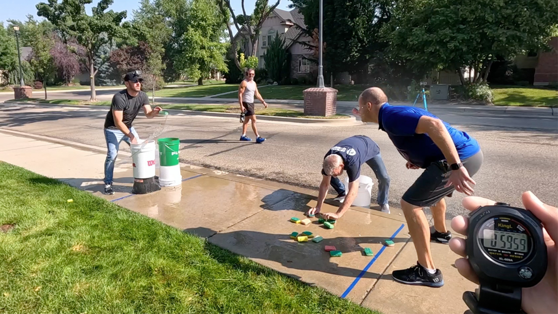 Most wet sponges thrown in one minute (team of two) - 96 by Jonathan Hannon and David Rush