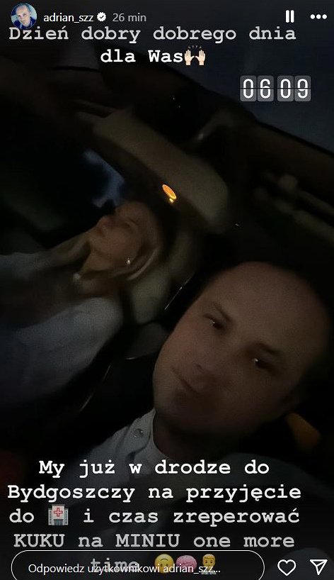Adrian Szymaniak z samego rana opublikował pilny wpis. "My już w drodze ...