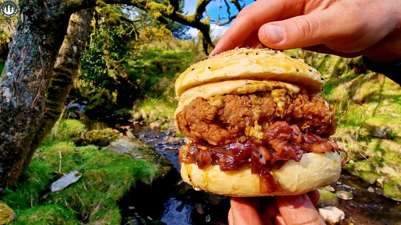 King of all CHICKEN BURGERS (beautiful nature, relaxing sounds, Camping ...