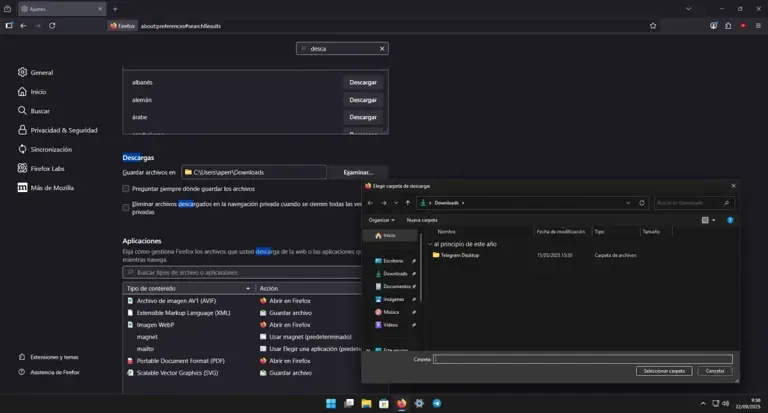 Cómo cambiar la carpeta de descargas por defecto en tu navegador