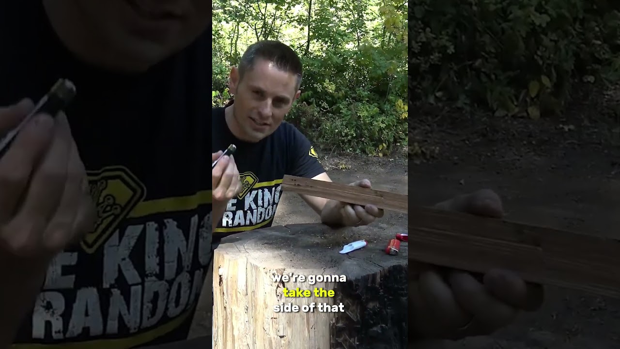 Making a campfire using a damaged disposable lighter