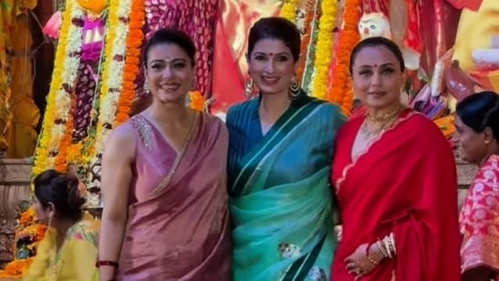 Kajol in pink, Twinkle Khanna in blue, Rani Mukerji in red rock festive ...