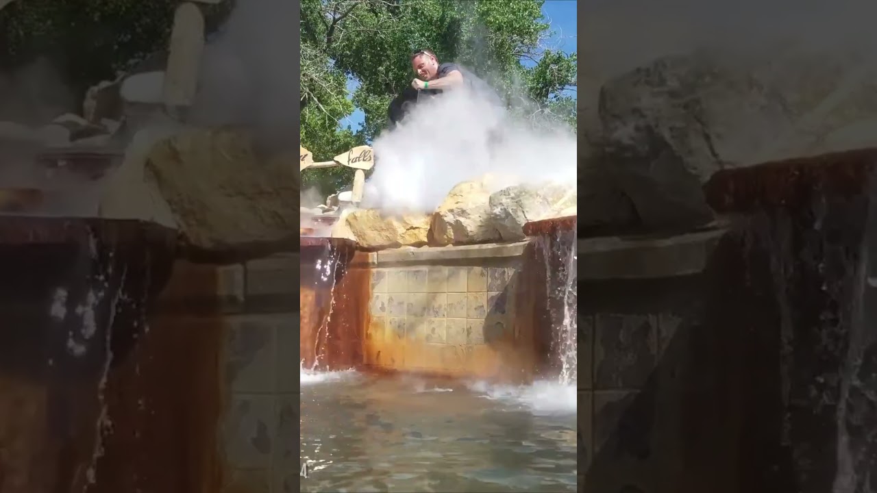 Adding large amounts of dry ice to a natural hot spring