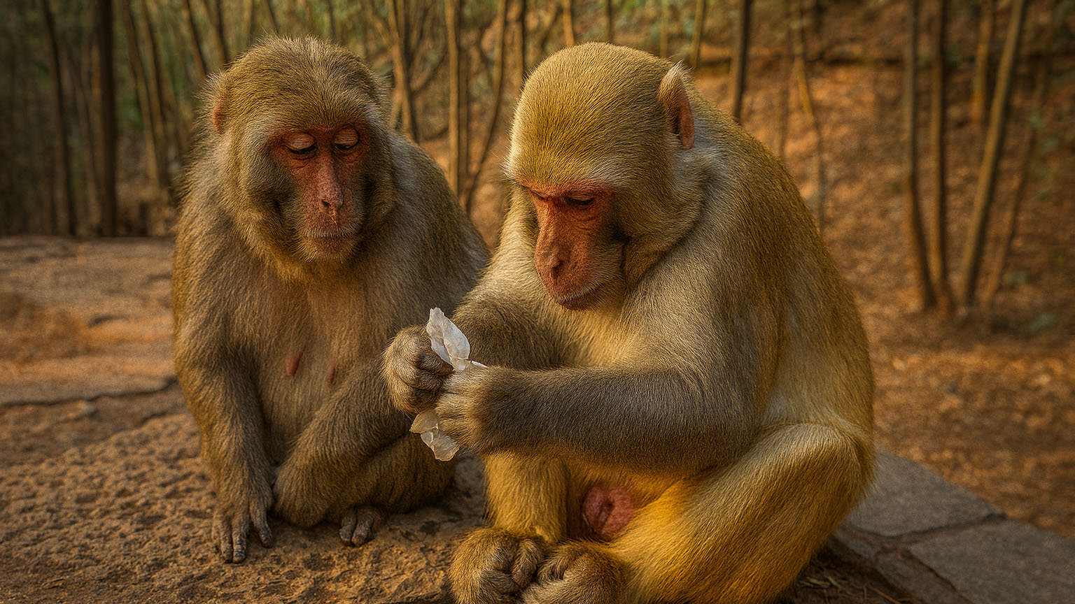 Monkey Discovers Tasty Treat