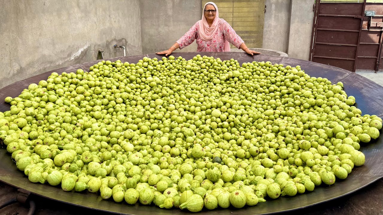Granny Cooks Bottle Gourd In Big Kadai