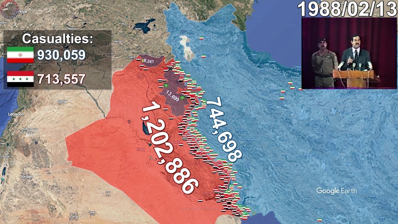 Iran-Iraq war mapped with Google Earth