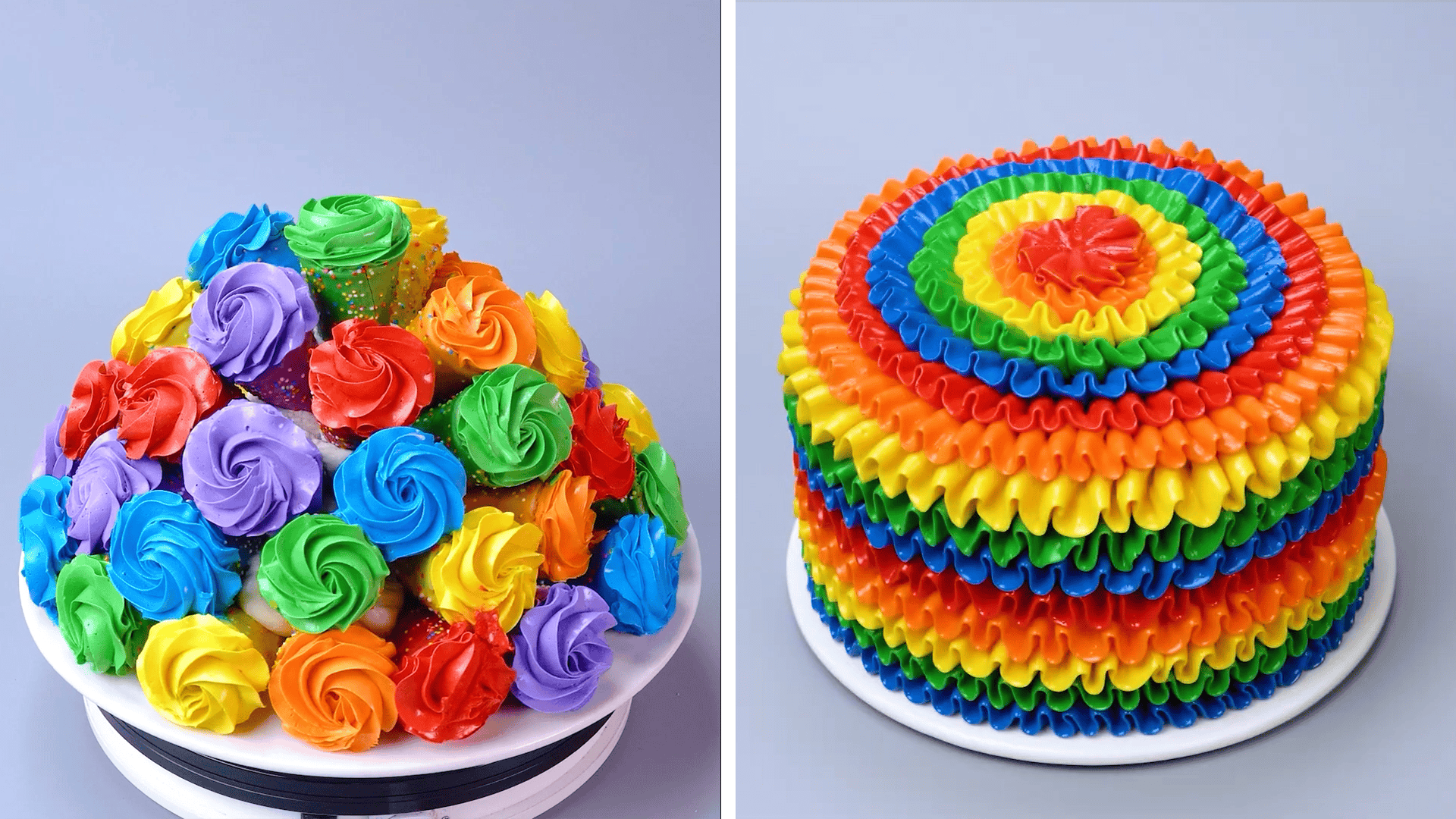 How to Make a Rainbow Cupcake Cake and Rainbow Ruffle Cake