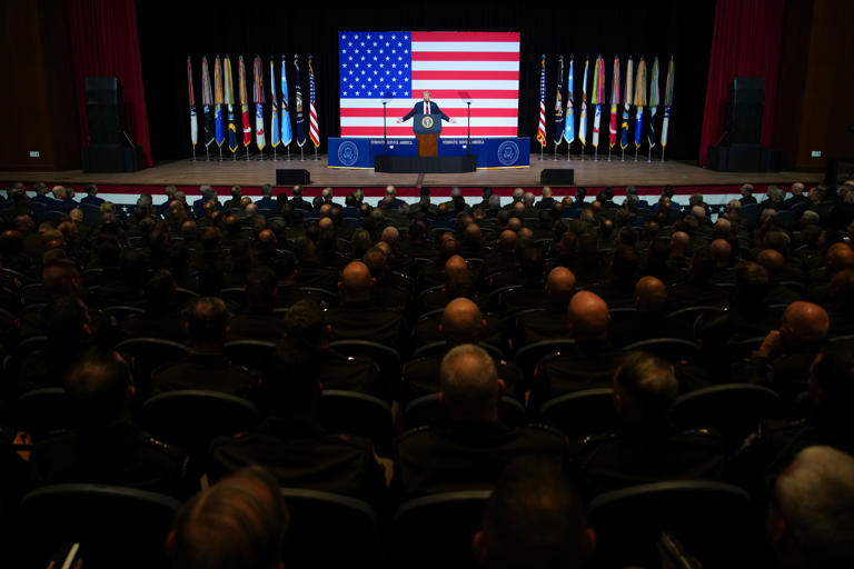Trump defends using troops to police U.S. cities in address to military ...