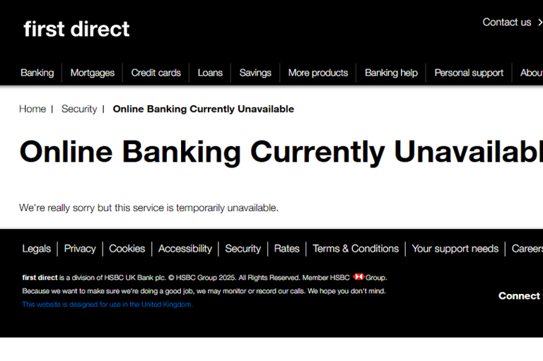 Major UK high street bank First Direct online services go down 'on ...