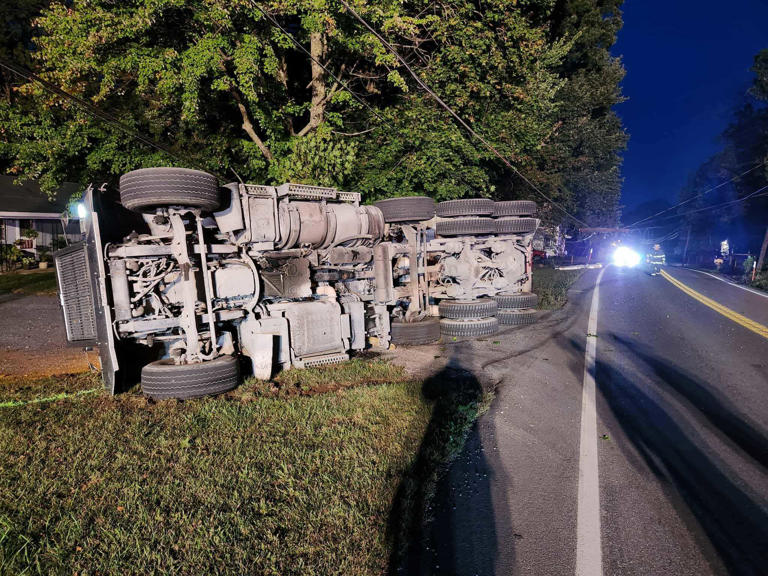 Franklin County road closed after dump truck rolls over in crash ...