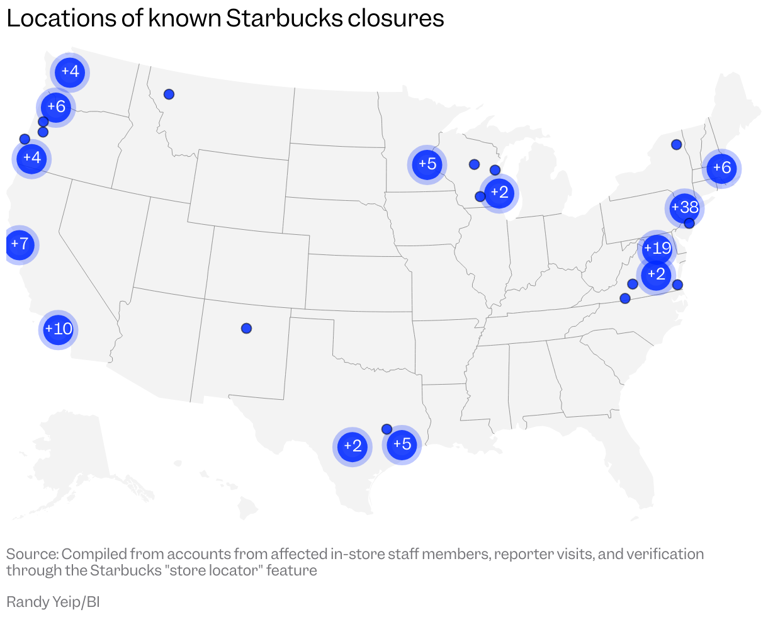 Starbucks is closing hundreds of North American stores — here are the ...
