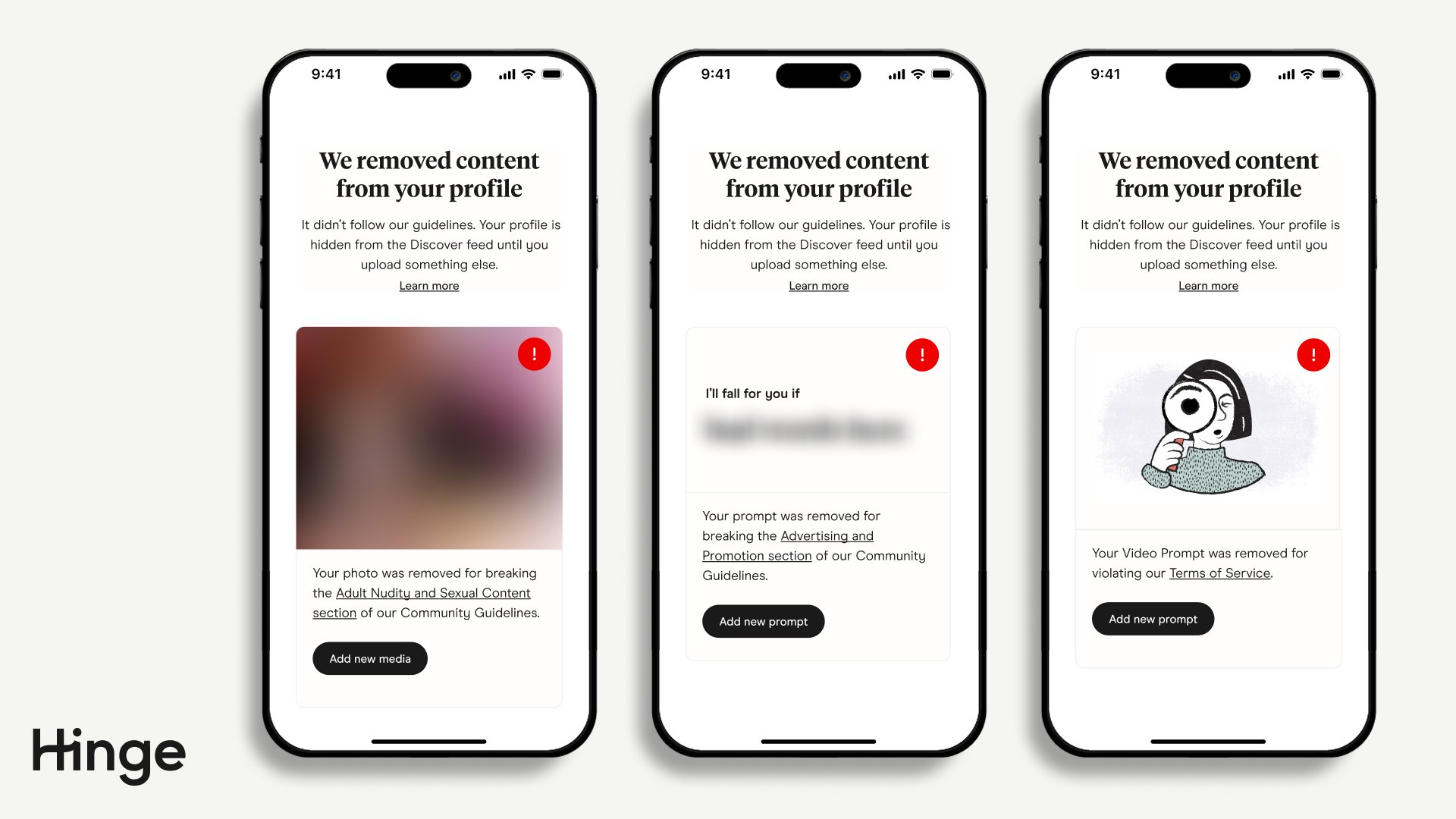 Hinge won't ban users for a single piece of problematic content anymore