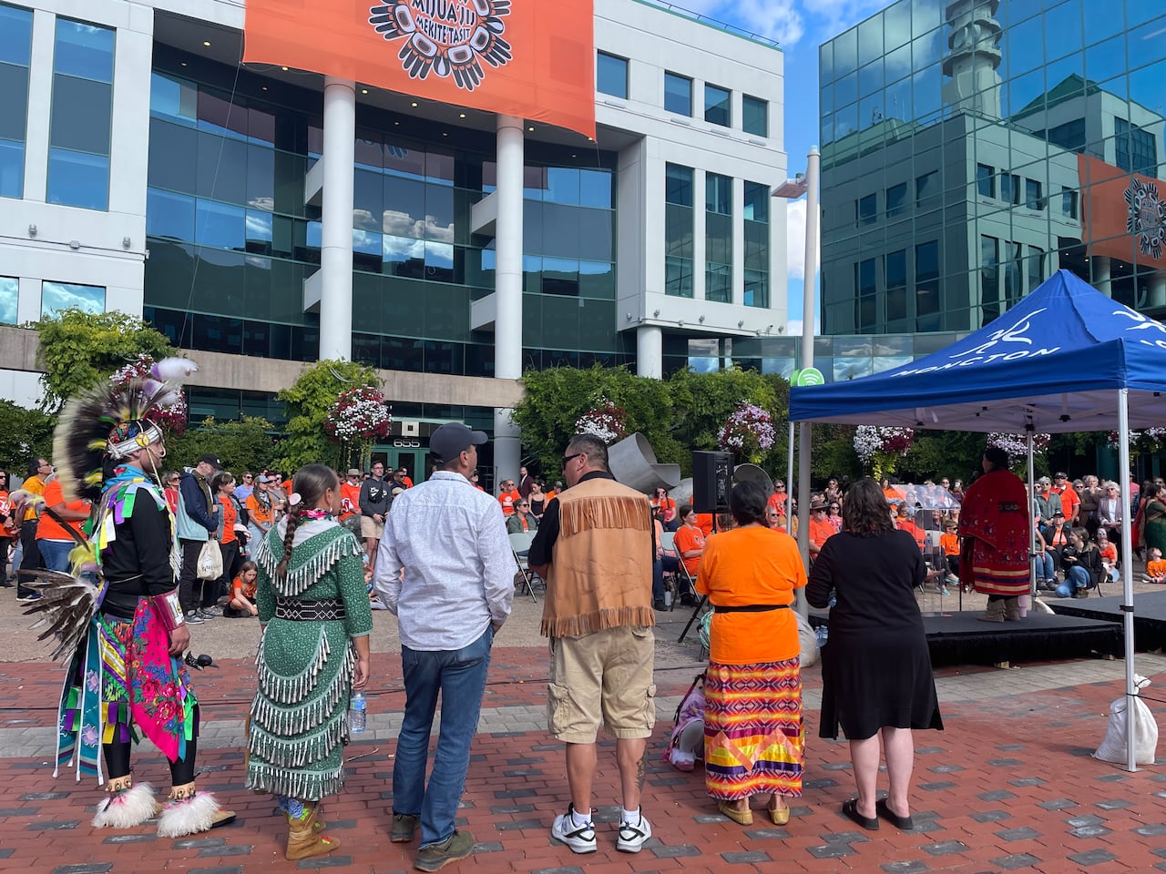 Jingle dancers, drummers perform outside Moncton city hall on National ...