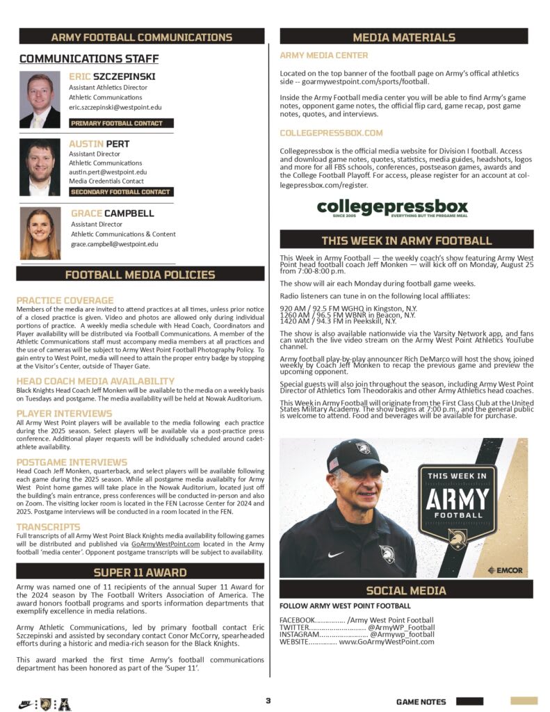 Army Football Game Notes (Game 5 at UAB)
